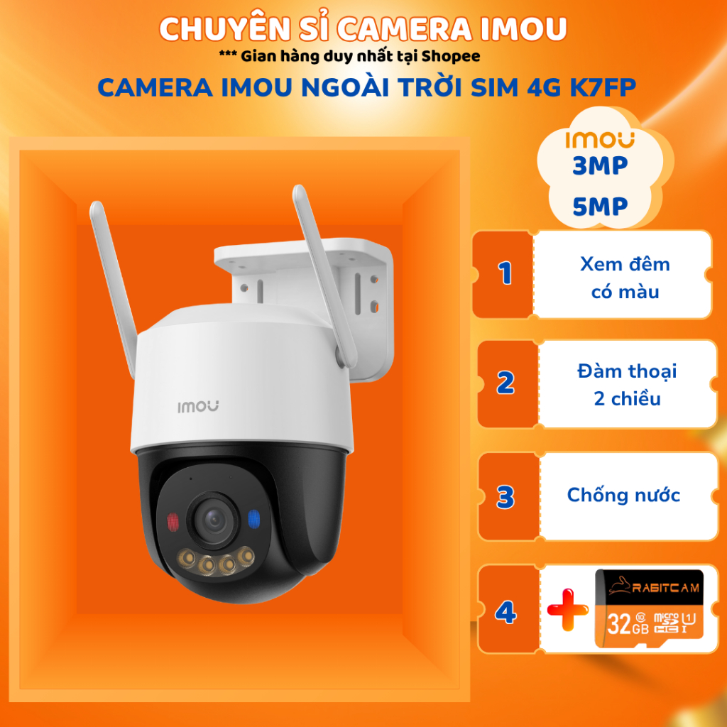 Camera IMOU sim 4G Cruiser SC 4G IPC-K7FP 3MP/5MP Zoom xa 8x, Chống ...