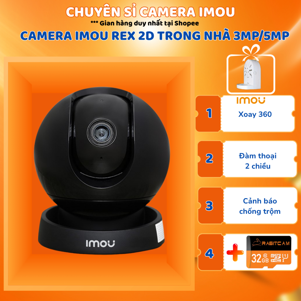 Camera Imou Rex 2D 3MP A36LP - Quay quét 360 độ - Hỗ trợ cổng mạng Lan ...