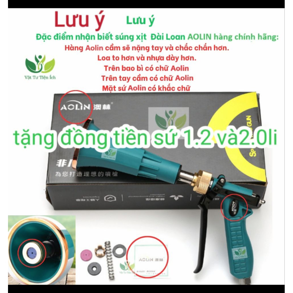 S.ú.ng phun áp lực Aolin Taiwan chính hãng loa kèn mặt sứ 1.5 li (Tặng ...