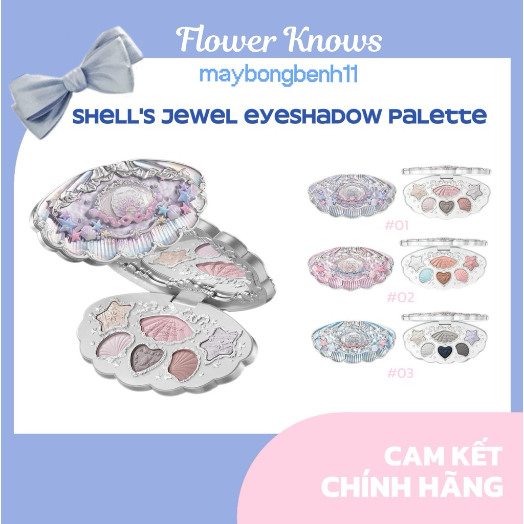 (Có sẵn-CHÍNH HÃNG) Bảng Phấn Mắt 6 ô FLOWER KNOWS Vỏ Sò Shell's Jewel ...