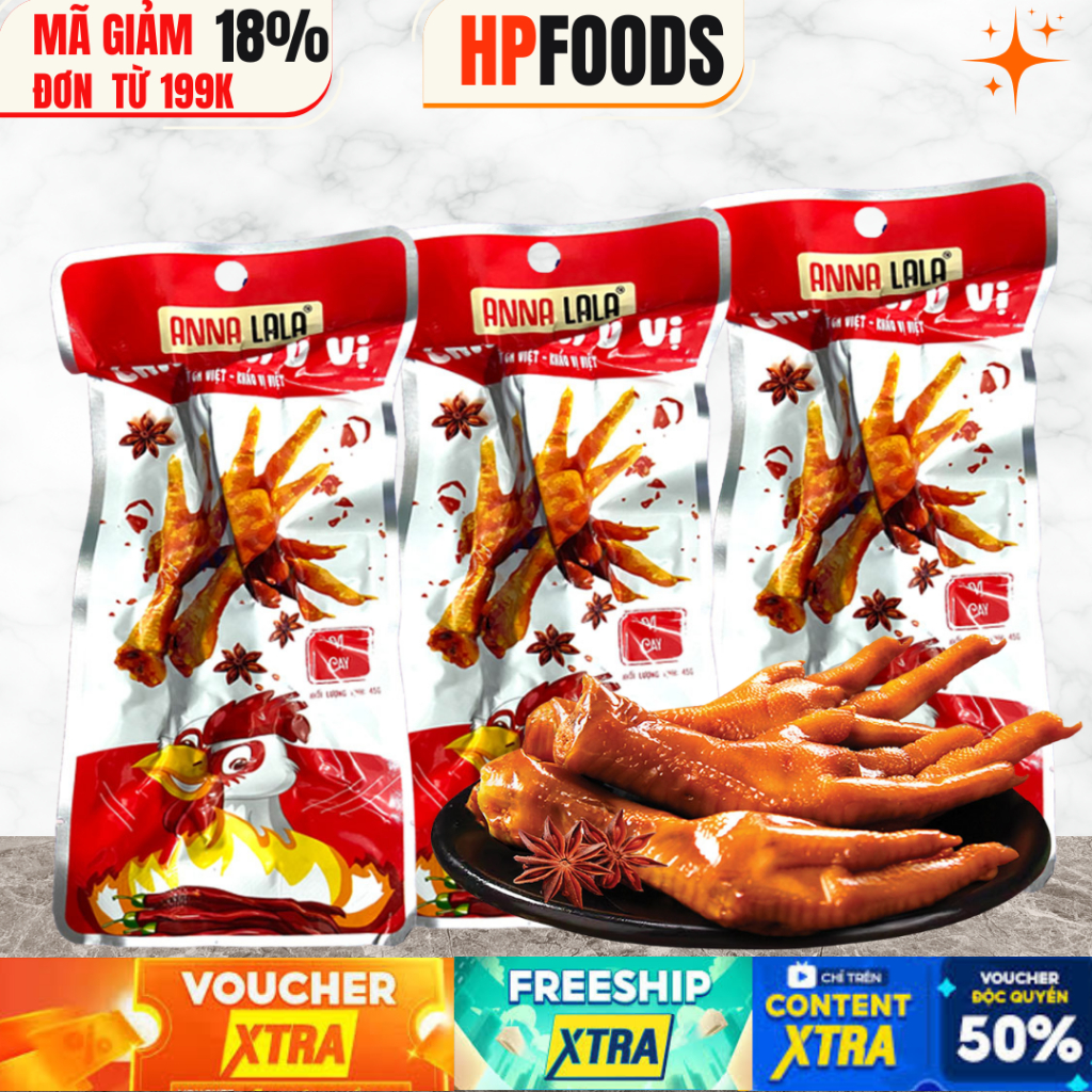Combo 10 cái chân gà cay Anna Lala chân 45g-đồ ăn vặt chân gà cay vị tứ ...
