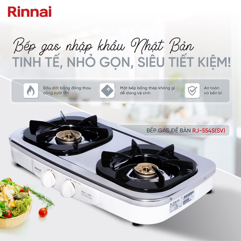 Bếp gas dương để bàn Rinnai RJ-554S sản xuất tại Nhật. | Shopee Việt Nam