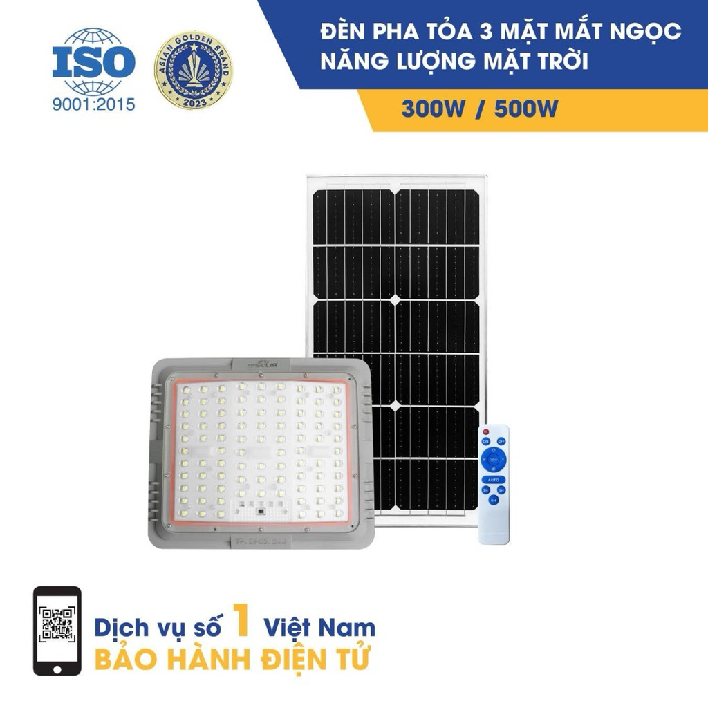 Đèn Pha Năng Lượng Mặt Trời Chống Chói TP SOLAR Công Suất 300W,500W Toả ...