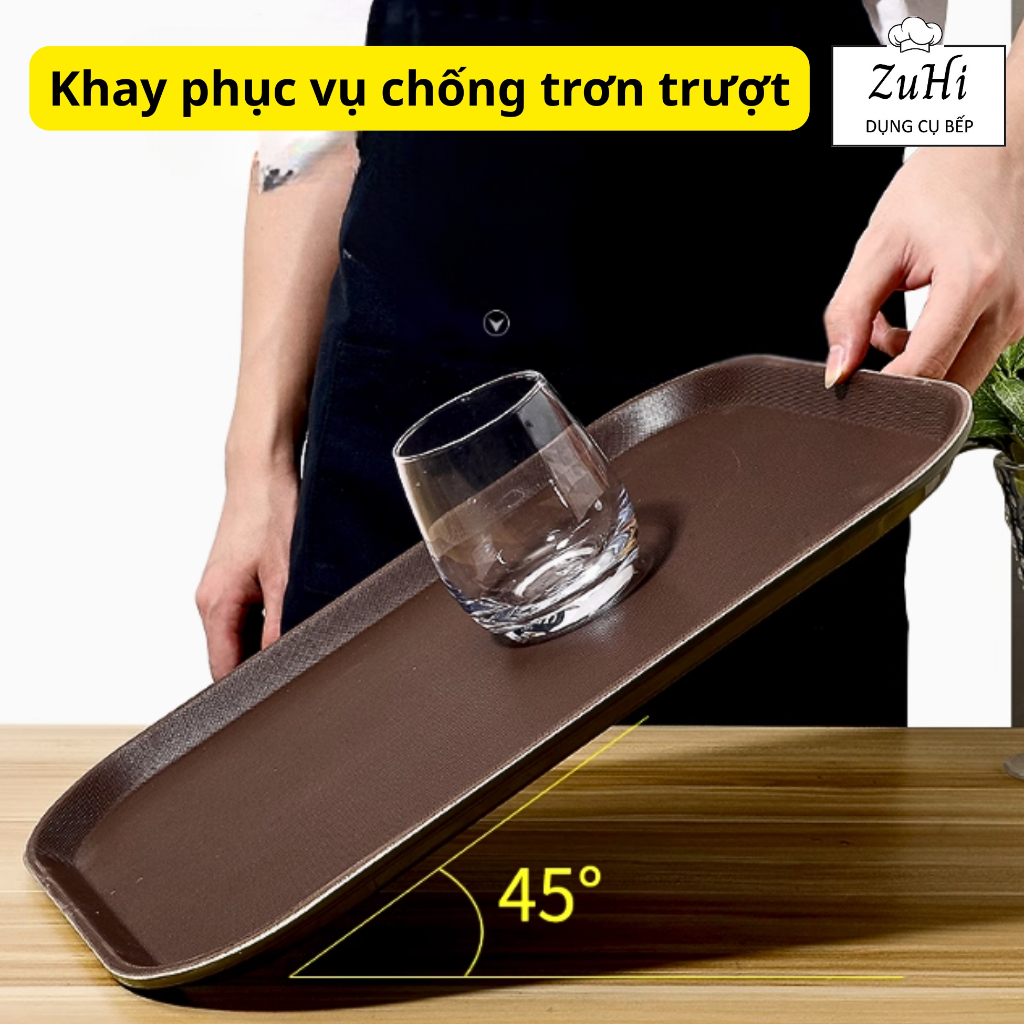 Khay phục vụ chống trượt chữ nhật LOẠI DÀY, khay bưng cafe, bánh kẹo ...
