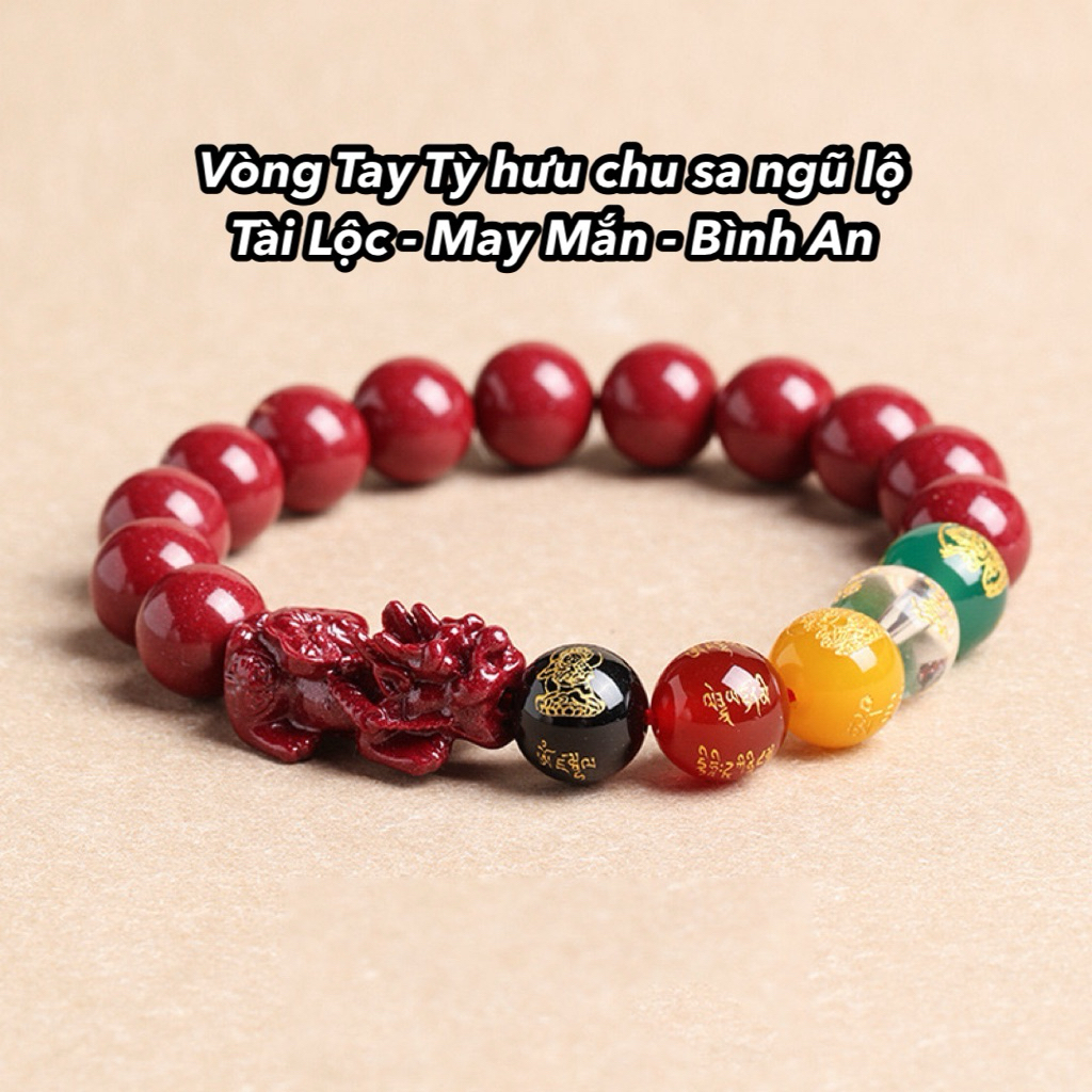 Vòng tay Chu Sa Tỳ hưu ngũ lộ thần tài - Tặng Kèm Hộp Đỏ | Shopee Việt Nam