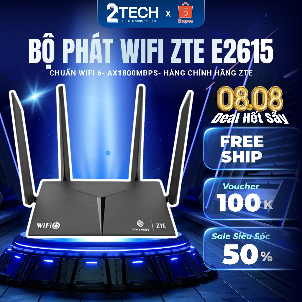 Bộ Phát Wifi ZTE E2615- Chuẩn Wifi 6- Ax1800Mbps- Hàng Chính Hãng ZTE ...
