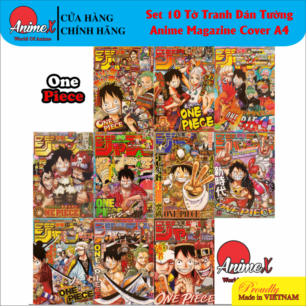 Combo 10 Tấm Poster A4 Nhiều Anime Blue Lock, One Piece, Jujutsu Kaisen ...
