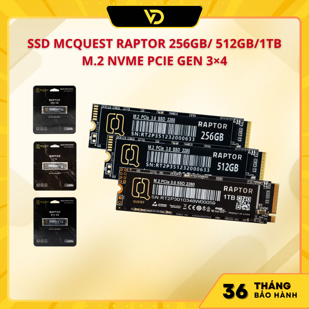 Ổ cứng SSD McQuest Raptor 256GB/ 512GB/ 1TB M.2 NVME PCIe Gen 3×4 ...