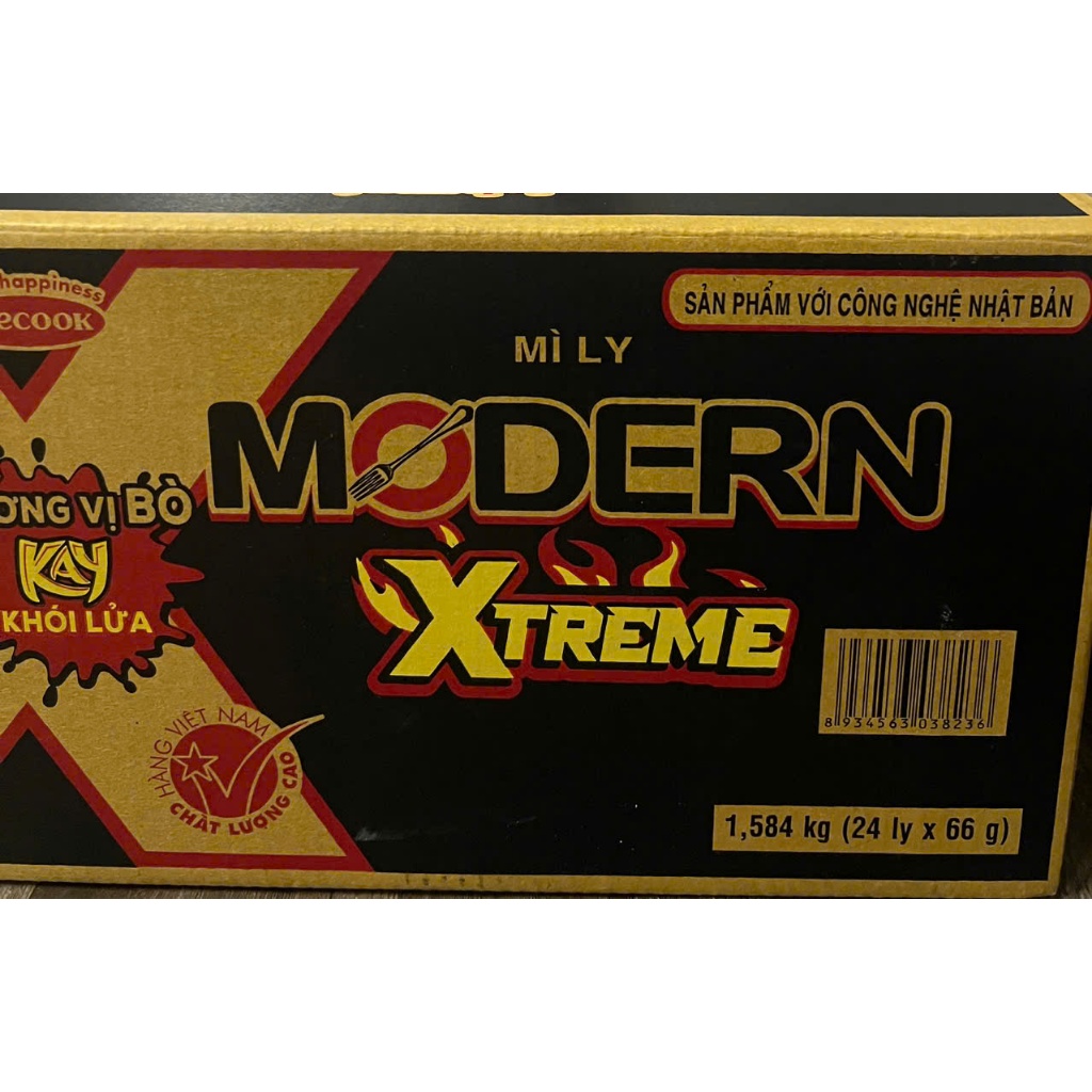 Mì ly Modern Xtreme Vị Bò Cay - thùng 24 hộp | Shopee Việt Nam