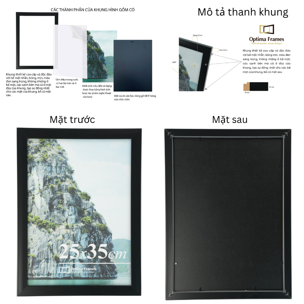 Khung Hình Treo Tường Cao Cấp Optima Frames – Màu Đen Bóng đẹp cả mặt ...