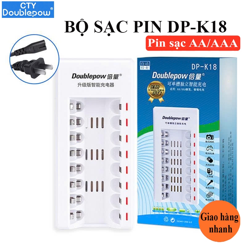 Bộ Sạc Pin AA/AAA 8 Đèn Sạc 8 Pin - Doublepow K18, DP-K08 Đèn Báo Thông Minh Dùng Cho Micro, Đồ ...