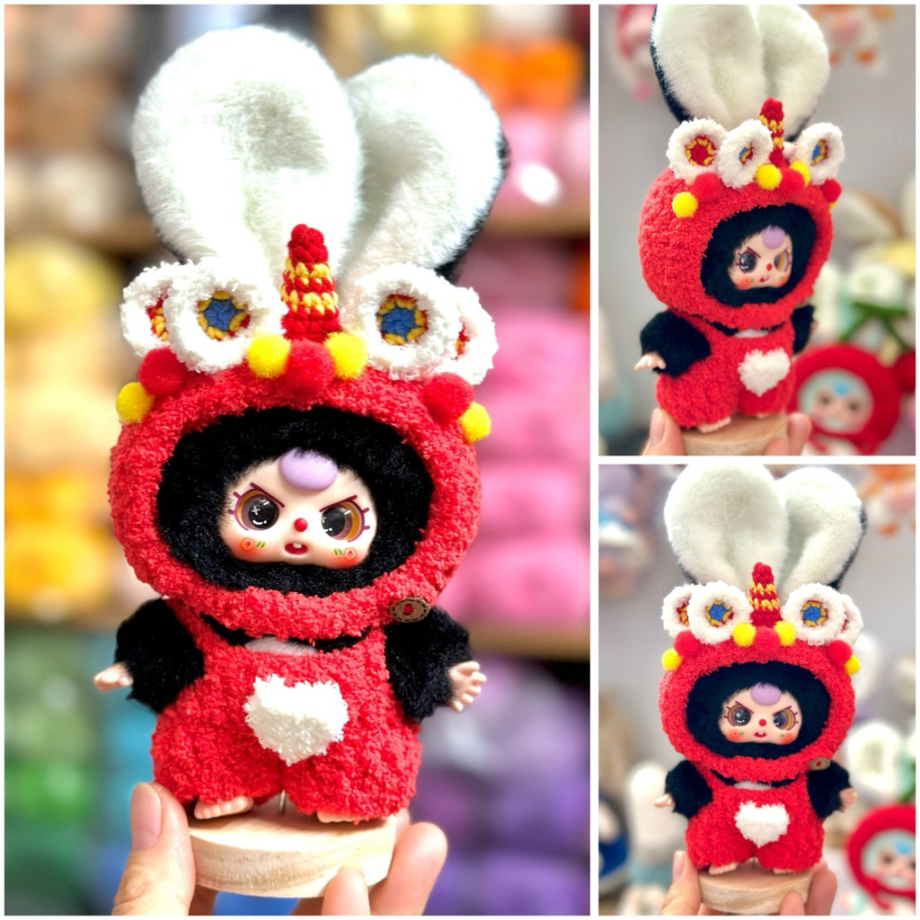 (ko gồm búp bê ) set outfit hoá thân thành lân tết cho bb3 macaron V1 ...