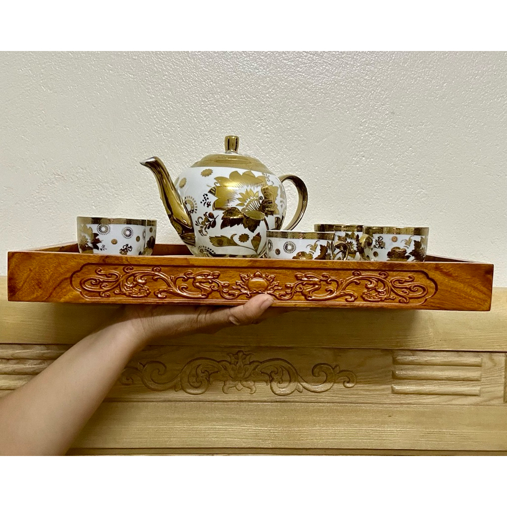 Khay gỗ đa năng cao cấp có tay cầm , khay decor ,khay để hoa quả ,bánh ...