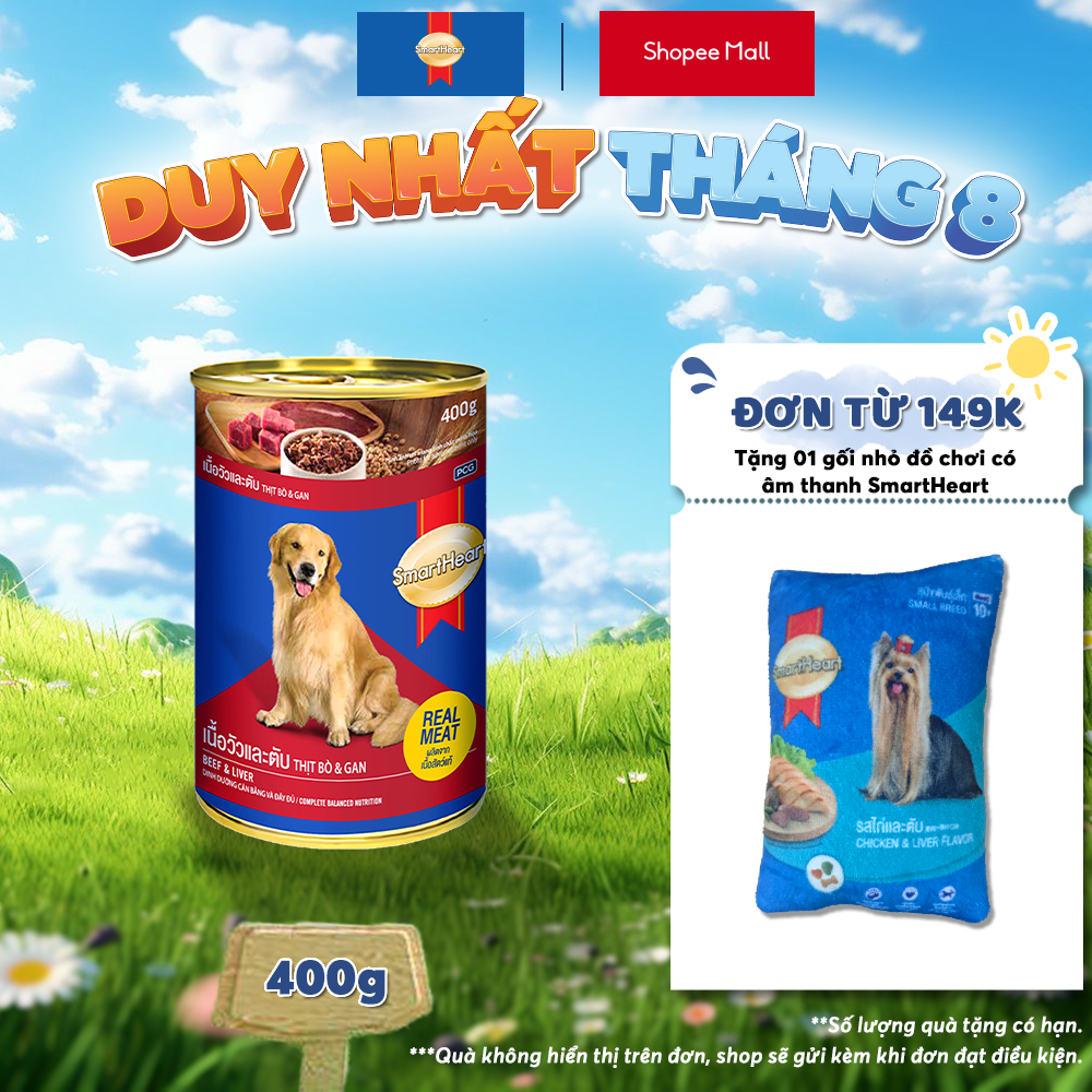 [HĐ 149k tặng gối đồ chơi phát âm thanh] Thức ăn cho chó SmartHeart Pate cho chó - vị bò và gan ...