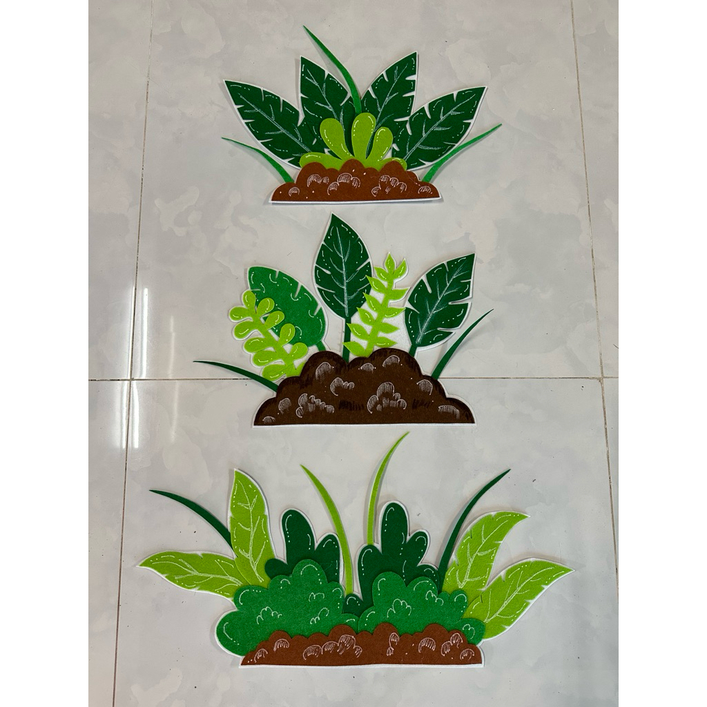 Combo 3 khóm cỏ 2 lớp trang trí mầm non, tiểu học | Shopee Việt Nam