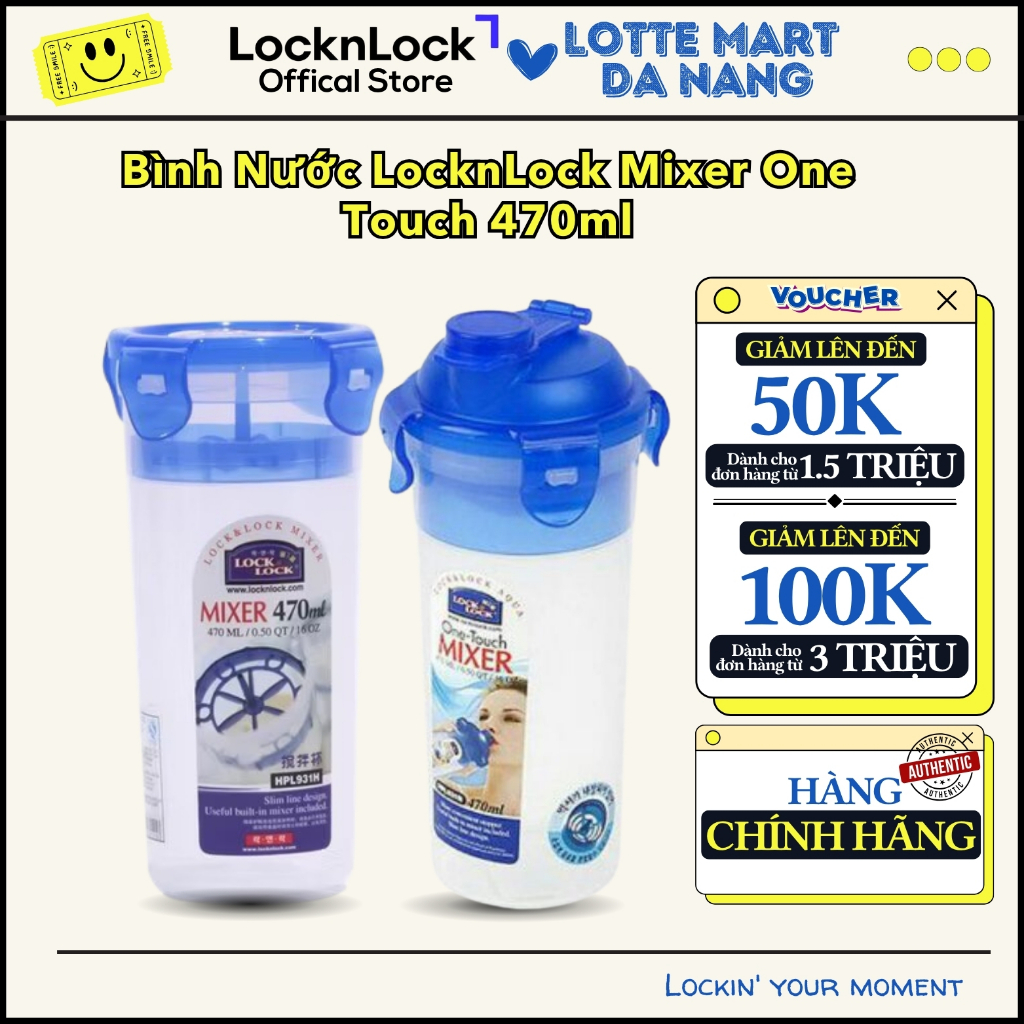 Bình Nước Nhựa Lock&Lock Mixer One Touch Có Lưới Lọc 470ml HPL931N ...