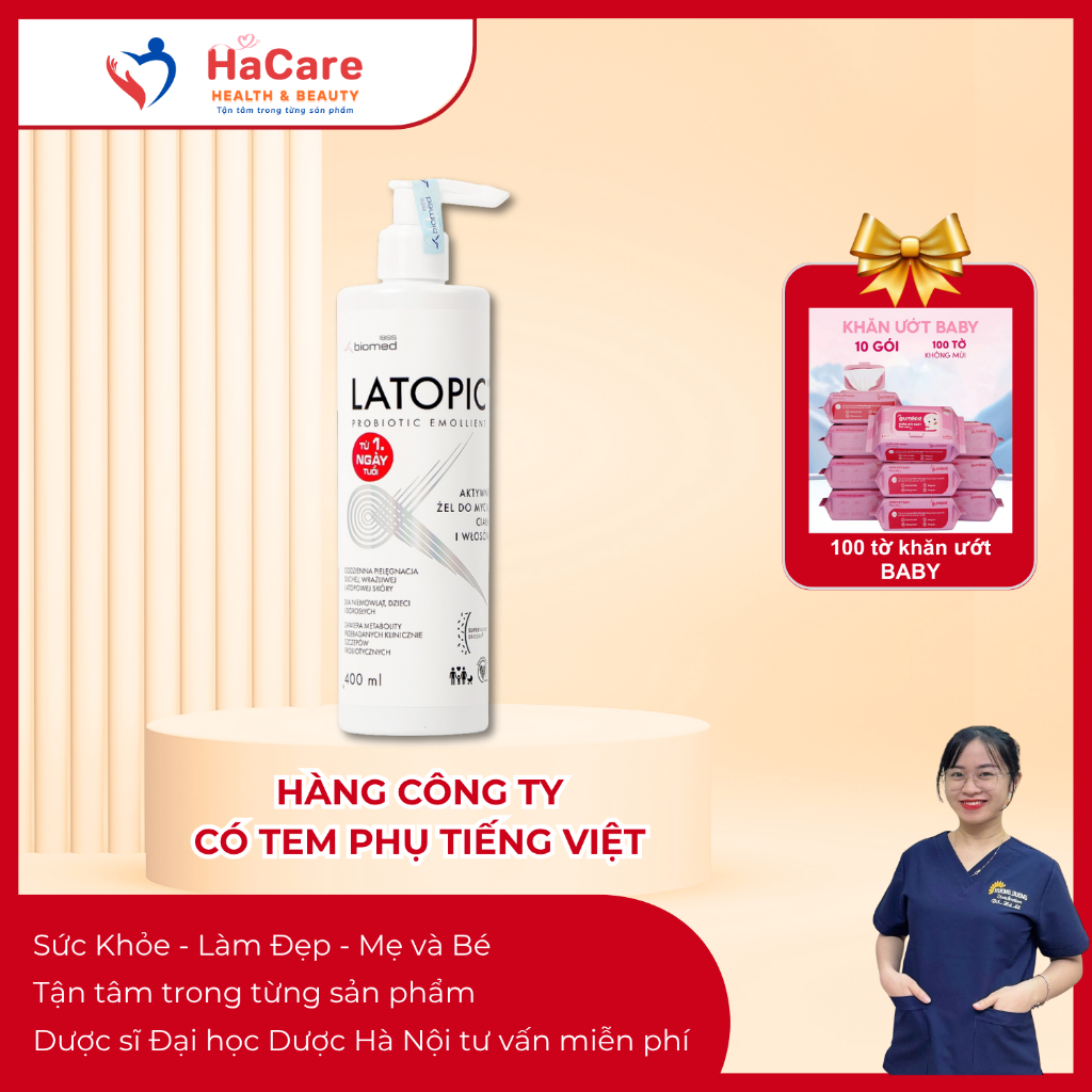 [HÀNG CTY, TEM] LATOPIC PROBIOTIC EMOLLIENT Active Body and Hair Wash ...