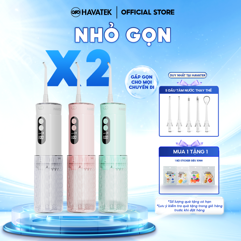 Máy Tăm Nước Gấp Gọn Mini Havatek Cao Cấp, Tiện Lợi Du Lịch, Chống Thấm ...