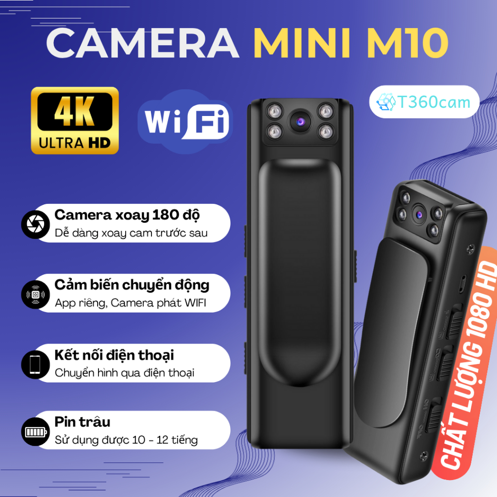 Camera Mini M10 Full HD - Video 4K, Ghi Âm, Chụp Ảnh, Quay Video Chống ...