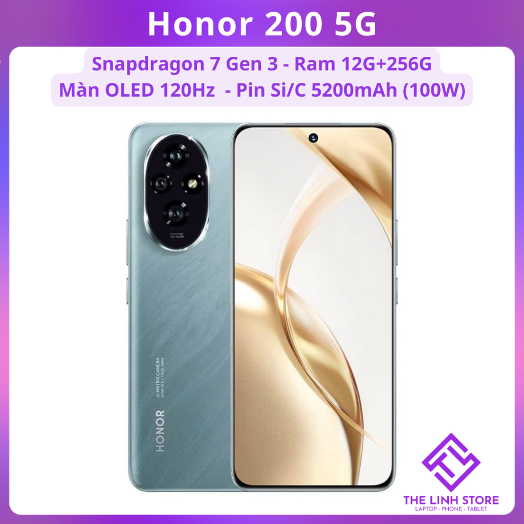 Điện thoại Honor 200 5G màn OLED 120Hz - Snapdragon 7 Gen 3 Pin SiC ...