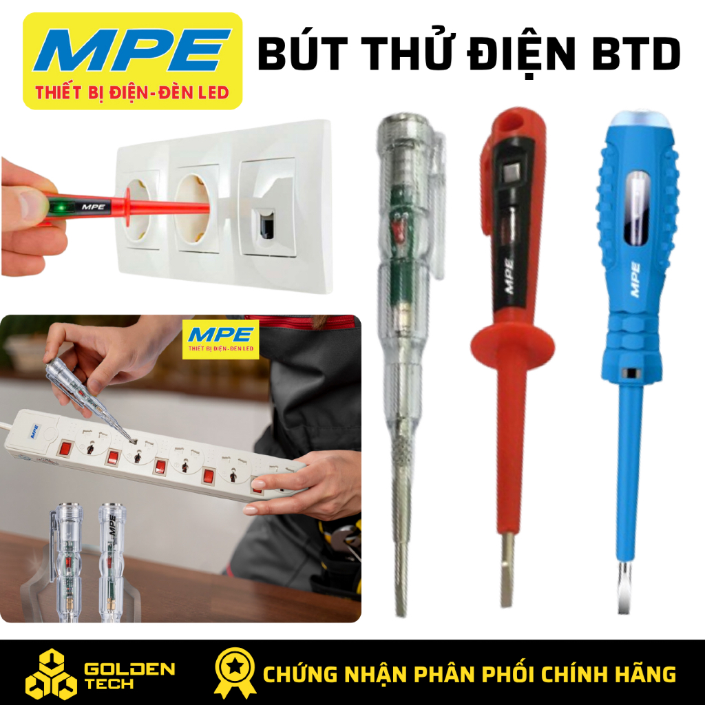 Bút thử điện an toàn, nhỏ gọn, hiệu quả, nhựa ABS chịu nhiệt độ bền cao MPE BTD-01, BTD-02, BTD ...