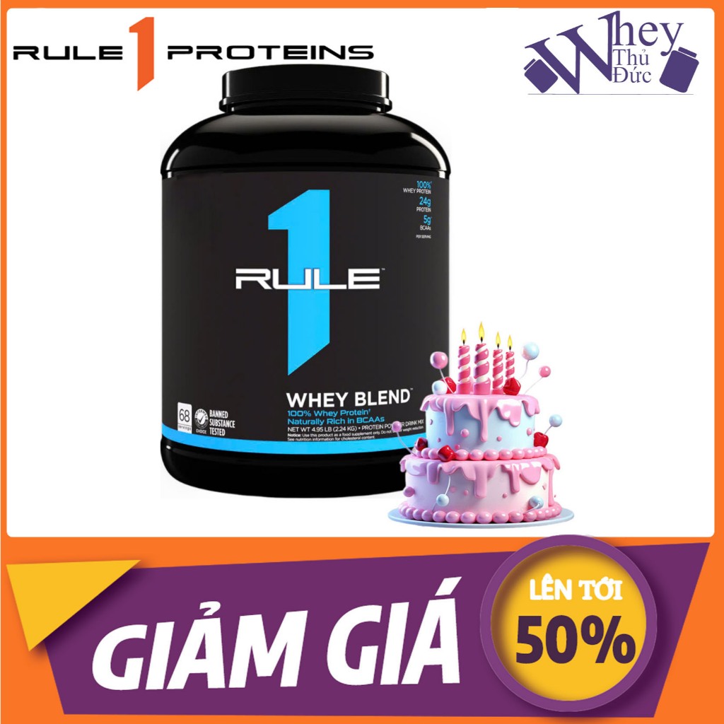 Rule 1 R1 Protein Whey Blend 5Lbs 68 Servings BIRTHDAY CAKE – Kết Hợp 3 ...
