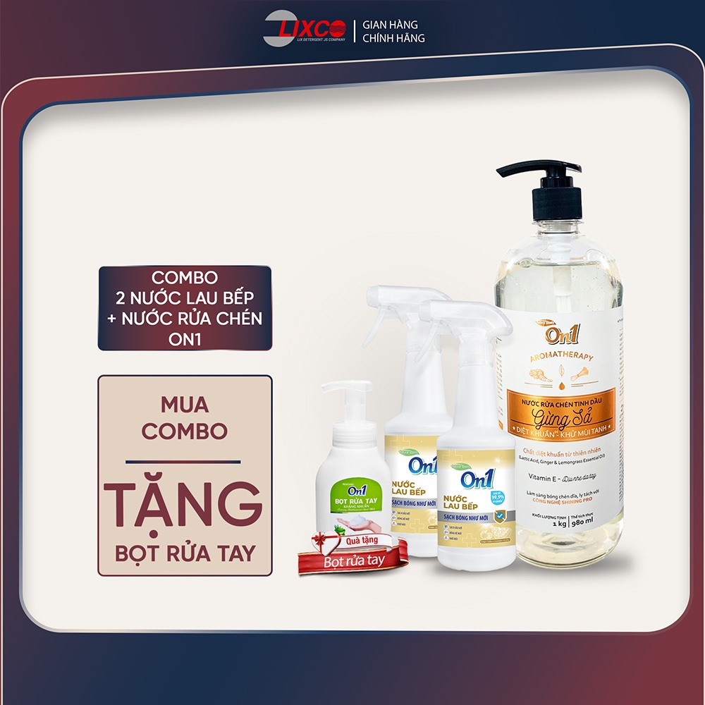 COMBO 2 Chai Nước lau bếp năng On1 500ml tinh dầu chanh Yuzu + Nước rửa ...