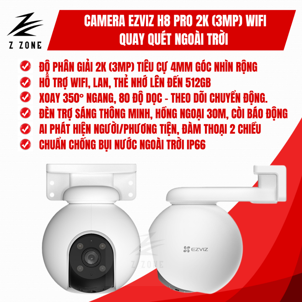 EZVIZ H8 Pro 3MP 2K – Camera Wi-Fi Quay Quét 360°, Độ Phân Giải 2K, AI Thông Minh | Shopee Việt Nam