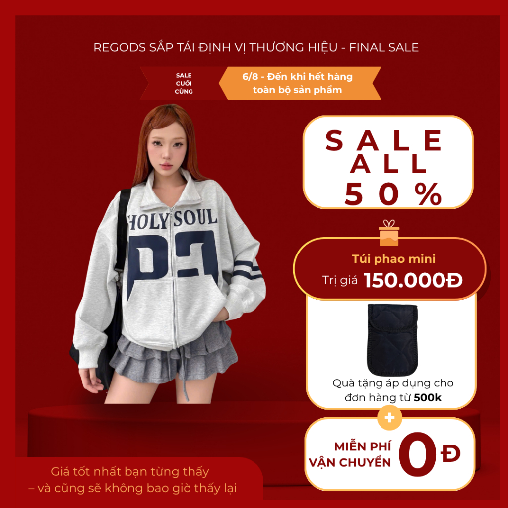 [ FINAL SALE ALL 50% ] Áo khoác Cropped holy soul vải PCG form rộng nữ ...