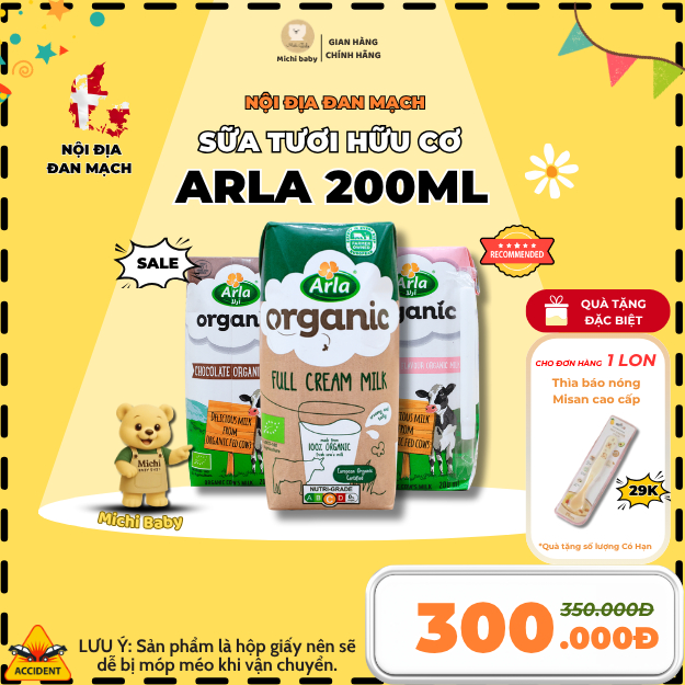 Michibaby - 1 Thùng 12 Hộp Sữa Tươi Hữu Cơ Arla Đan Mạch 200ml - Michi ...