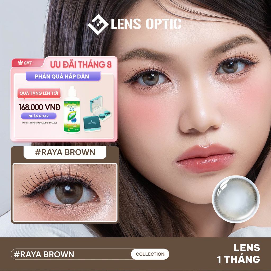 Lens màu 1 tháng ColourVUE RAYA Brown – Lens nâu tự nhiên, kính áp ...
