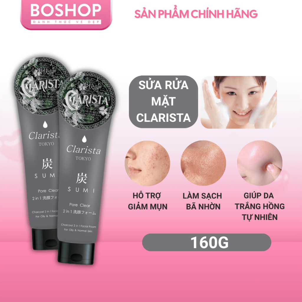 Sửa Rửa Mặt Than Hoạt Tính CLARISTA Sumi 2in1 Làm Sạch Sâu 160g ...