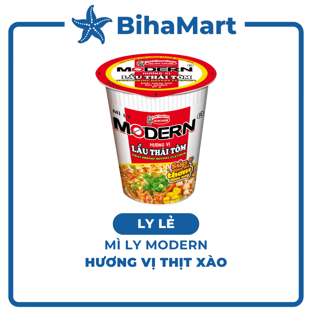 [LY LẺ]- ACECOOK - Mì ly Modern hương vị Lẩu thái tôm, Mì ly lẩu thái ...