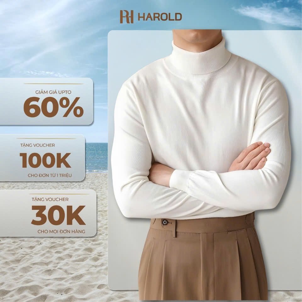 Áo Thun Nam Cao Cấp Tay Dài Cổ Lọ Harold Thiết Kế Trẻ Trung, Vải Thoáng ...