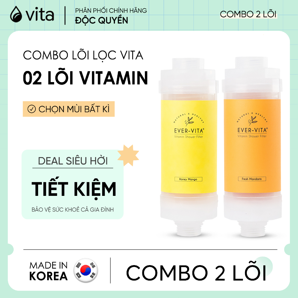 COMBO 2 LÕI LỌC VÒI SEN VITAMIN EVER-VITA giúp khử Clo dưỡng da - MADE ...