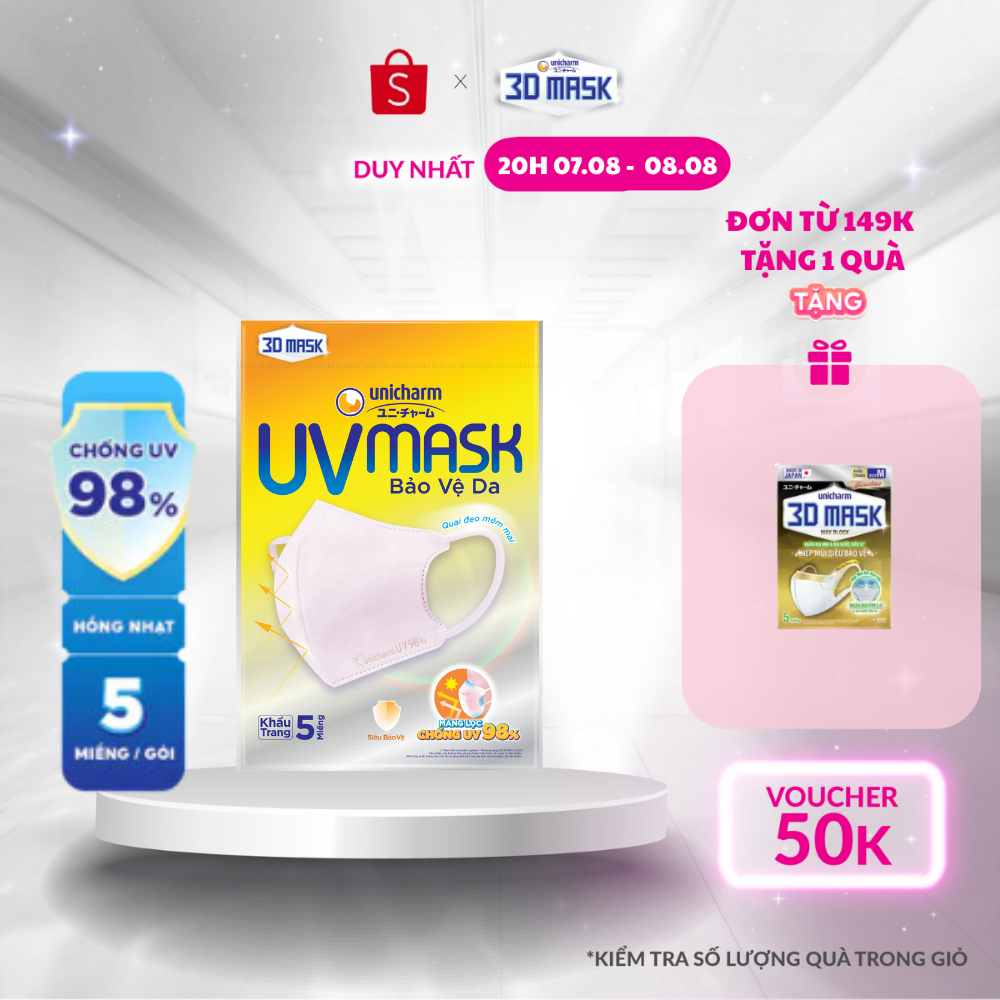 [HÀNG TẶNG MIẾNG NGẪU NHIÊN] Khẩu trang chống nắng Unicharm UV Mask 5 miếng | Shopee Việt Nam
