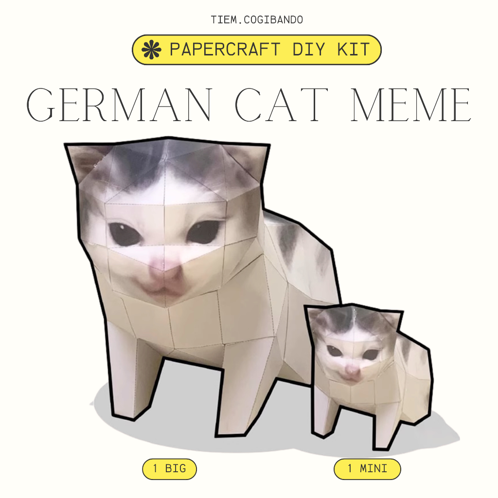 [HOT TREND] PaperCraft Mèo Meme German Cat, 1 Mèo To + 1 Mini, Bộ Kit ...