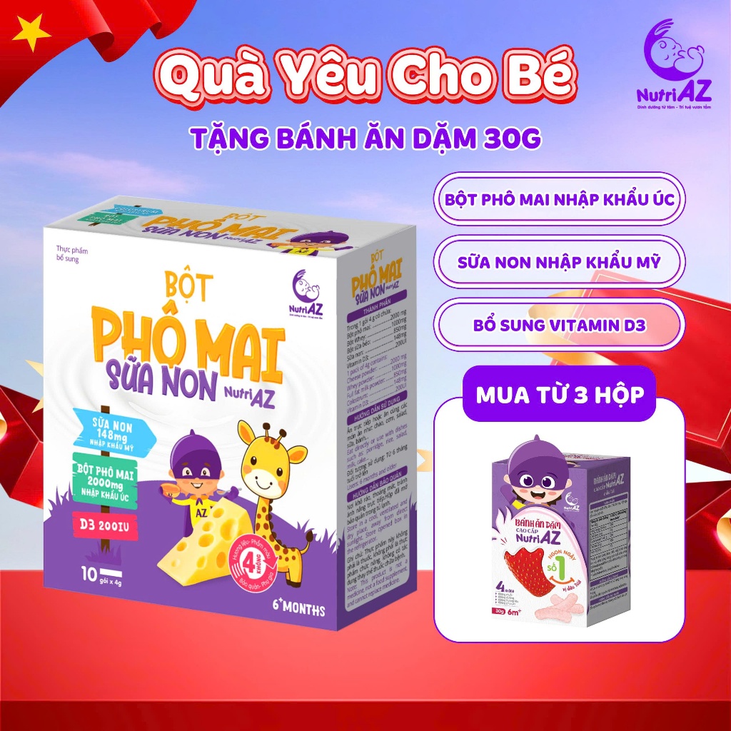 Bột Phô Mai Tách Muối Cho Bé Ăn Dặm Sữa Non NutriAZ Nhập Khẩu GIúp Phát Triển Chiều Cao Cho Bé ...