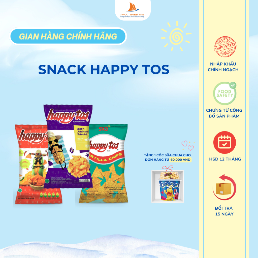 Snack Happy Tos Giòn Thơm 3 Vị Nhập Khẩu Indonesia Gói 140G | Shopee ...