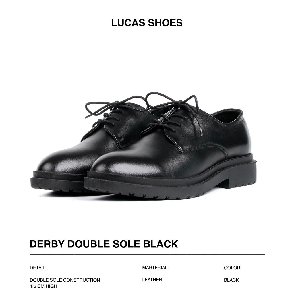 Giày Tây Derby Double Sole Black Lucas Shoes - Kiểu dáng công sở da bò ...