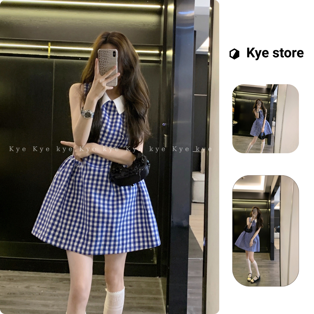 Đầm thiết kế KYE Ruby dress, váy kẻ caro cổ sơ mi | Shopee Việt Nam