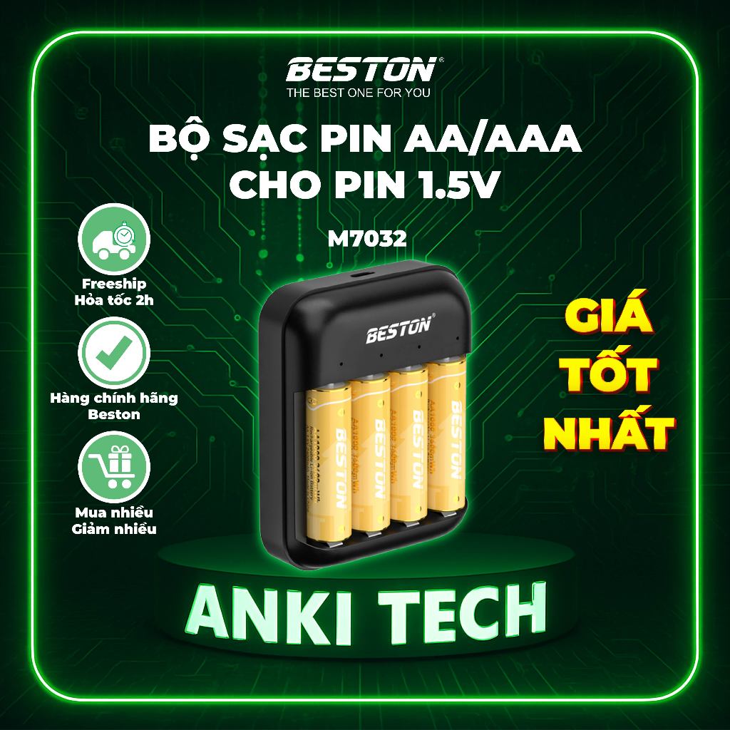 Bộ sạc pin Beston dành cho pin AA AAA Lithium 1.5V M7032 tự ngắt ...