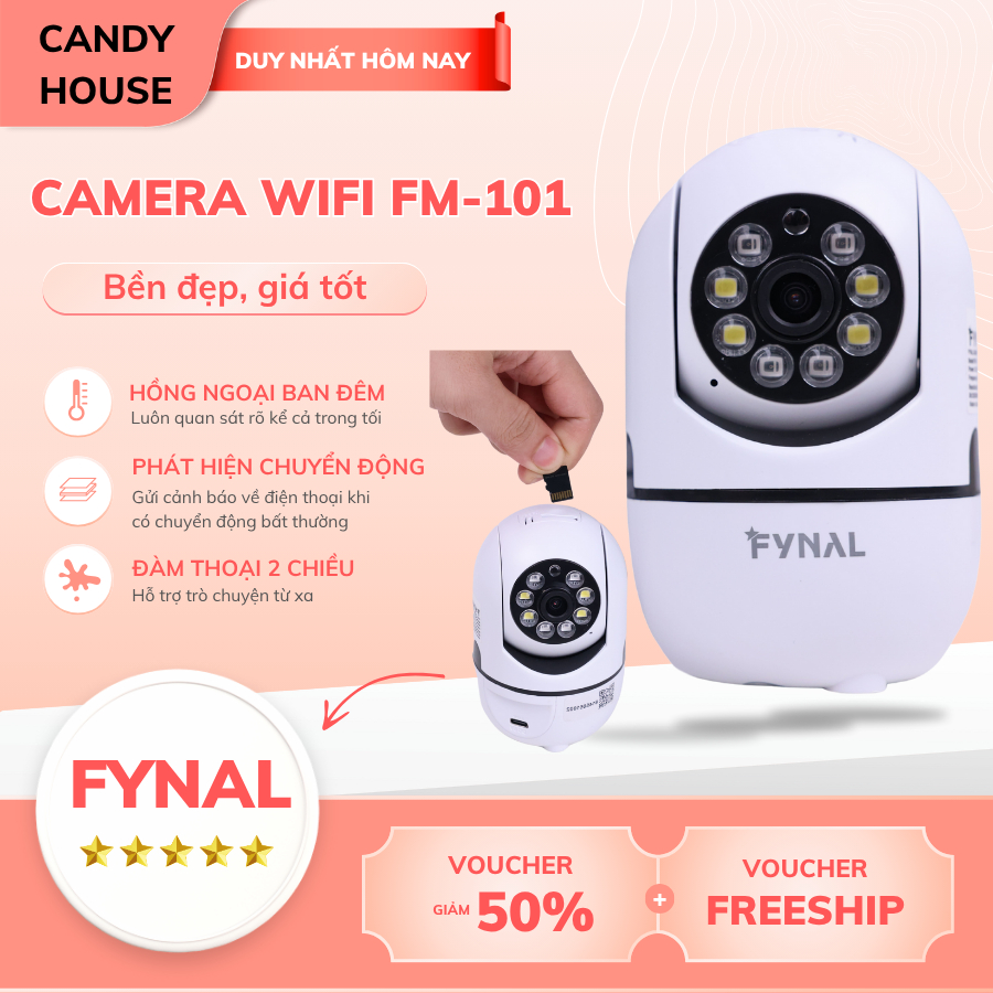 Camera WiFi Fynal FM-101 Xoay 360° 2MP Giám Sát Thông Minh Ngày Đêm Đàm ...