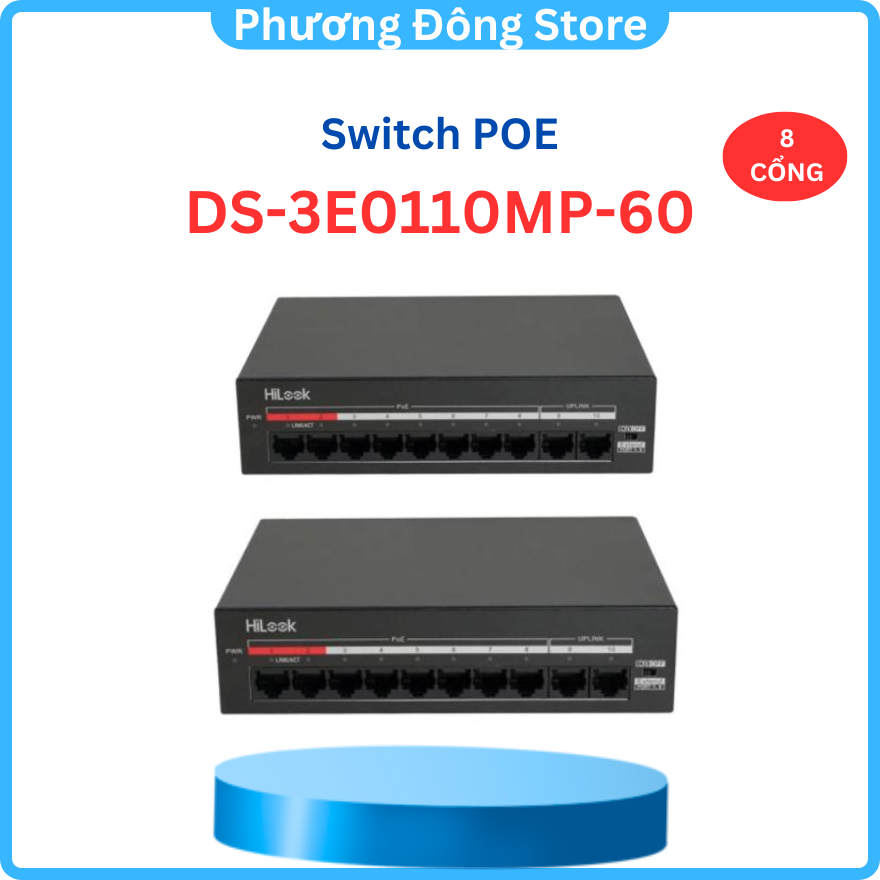 Switch PoE 8 ports 10/100M Hilook DS-3E0110MP-60 chính hãng | Shopee ...