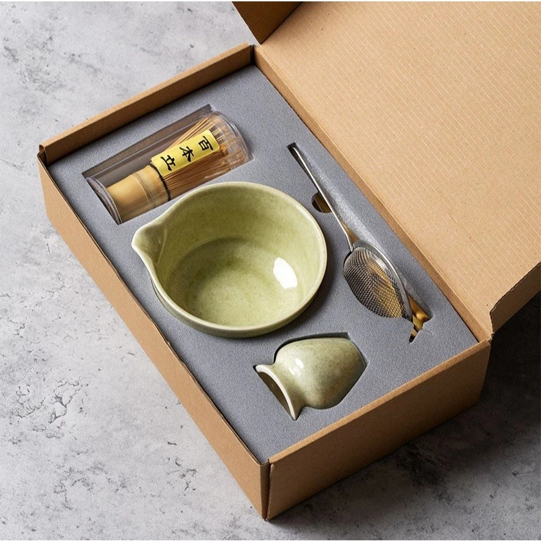 Set 4, 5 món pha matcha gồm Bát đánh matcha, Chổi Chasen, Phới pha ...