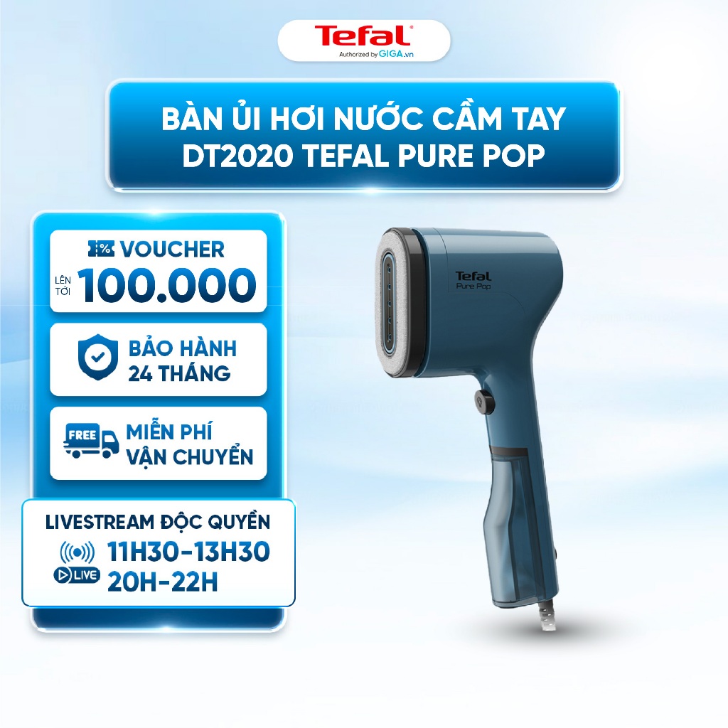Bàn ủi hơi nước cầm tay DT2020 Tefal Pure Pop - 4 màu- Mỏng nhẹ - Hơi ...