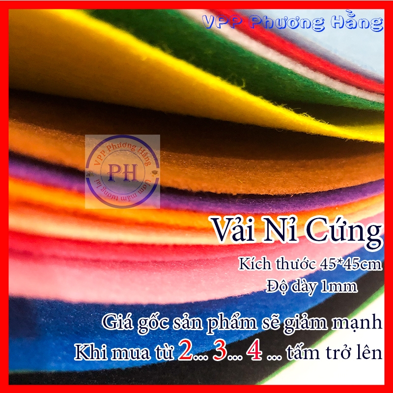Vải nỉ cứng - dạ cứng mầm non khổ 45*45cm làm treo nôi, handmade ...