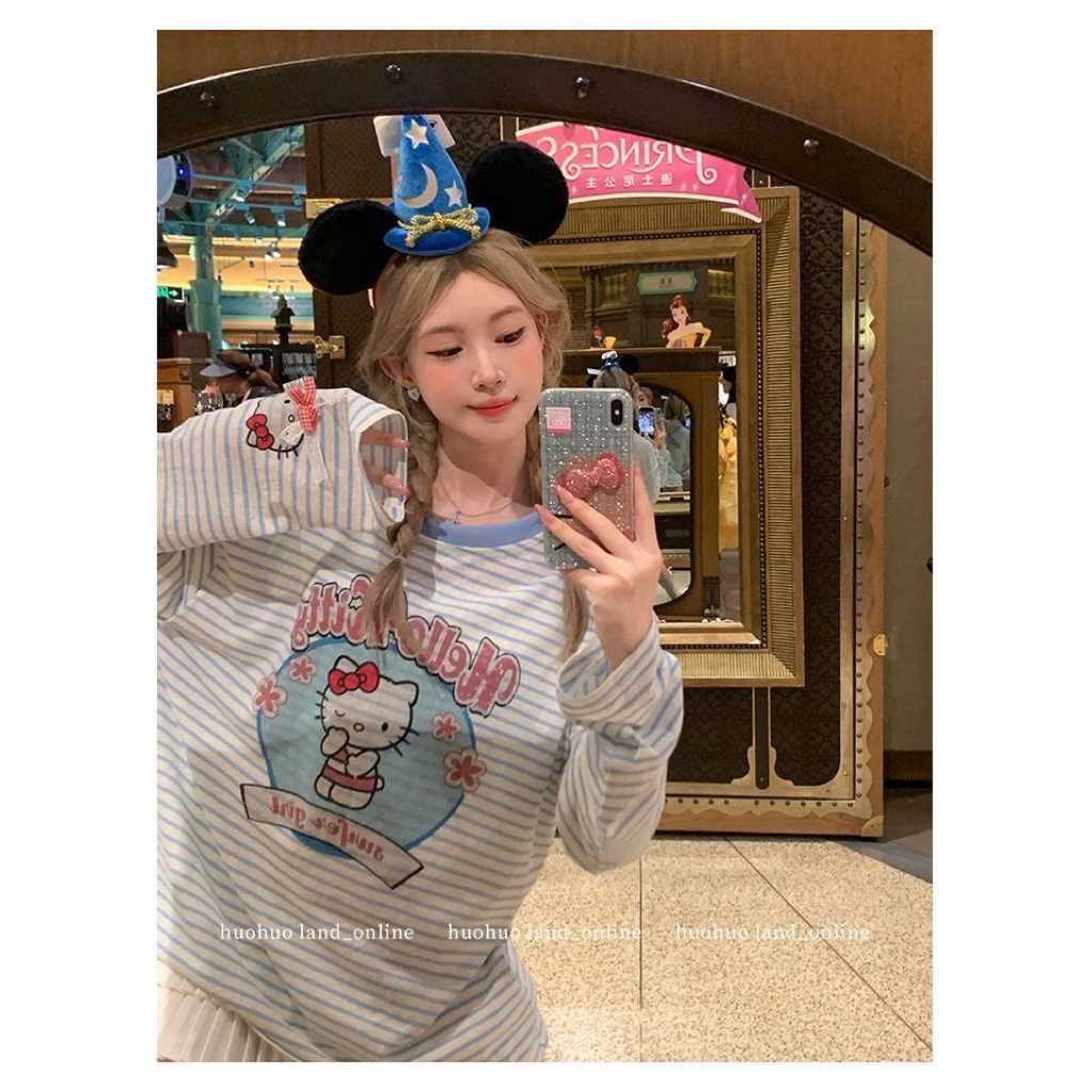 Áo Thun Dài Tay Nữ In Hình Hello Kitty Ulzzang Phong Cách Y2K Dáng Rộng ...