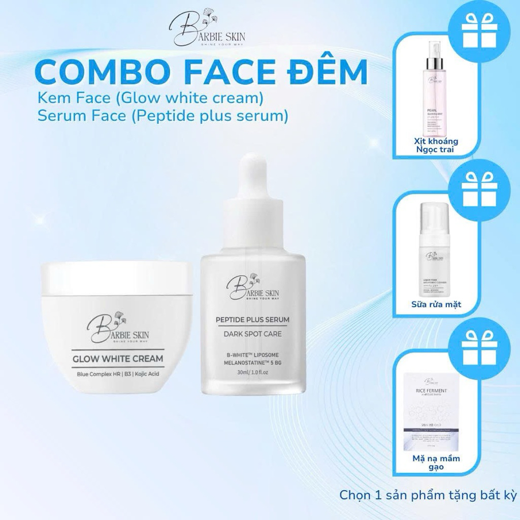 COMBO KEM FACE + PEPTIDE PLUS SERUM BARBIE SKIN [Nhập khẩu từ Hàn Quốc ...