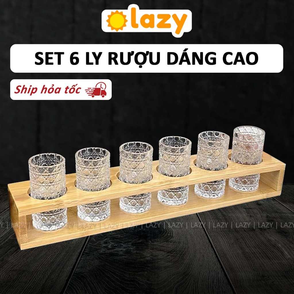 [Set 6] Ly Uống Rượu Thủy Tinh Shot LAZY Không Đế Cầm Dáng Cao 20ml ...
